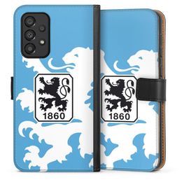DeinDesign Galaxy A33 5G Handy Klapph&uuml;lle Handyh&uuml;lle aus Kunst Leder schwarz Flip Case Official Licensed Product Tsv 1860 M&uuml;nchen Coat Of Arms Sideflip mit 
