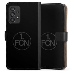 DeinDesign Galaxy A53 5G Handy Klapph&uuml;lle Handyh&uuml;lle aus Kunst Leder schwarz Flip Case 1. Fc N&uuml;rnberg Logo 1. Fcn Sideflip mit langer Lasche