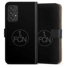 DeinDesign Galaxy A33 5G Handy Klapph&uuml;lle Handyh&uuml;lle aus Kunst Leder schwarz Flip Case 1. Fc N&uuml;rnberg Logo 1. Fcn Sideflip mit langer Lasche