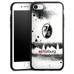 DeinDesign iPhone SE (2022) Handy Slim Case extra d&uuml;nn Silikon Handyh&uuml;lle schwarz H&uuml;lle Logo Sc Freiburg Skyline Silikon Slim Case