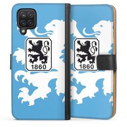 DeinDesign Galaxy A12 Handy Klapph&uuml;lle Handyh&uuml;lle aus Kunst Leder schwarz Flip Case Official Licensed Product Tsv 1860 M&uuml;nchen Coat Of Arms Sideflip mit langer 