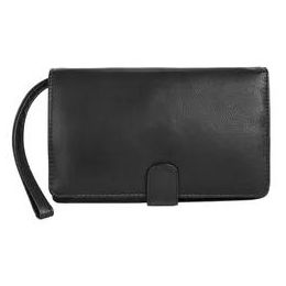 Handgelenktasche Bodenschatz, Damen, Gr. B/H/T: 21cm x 15cm x 4cm onesize, schwarz, Leder, glänzend, Taschen, echt Leder
