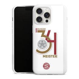 DeinDesign iPhone 15 Pro Max Handy Silikon H&uuml;lle Case wei&szlig; Handyh&uuml;lle Official Licensed Product Master Fc Bayern M&uuml;nchen Silikon Case