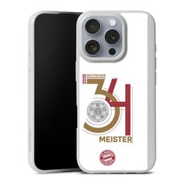 DeinDesign iPhone 16 Pro Handy Silikon H&uuml;lle Case wei&szlig; Handyh&uuml;lle Official Licensed Product Master Fc Bayern M&uuml;nchen Silikon Case