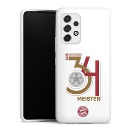 DeinDesign Galaxy A53 5G Handy Silikon H&uuml;lle Case wei&szlig; Handyh&uuml;lle Master Official Licensed Product Fc Bayern M&uuml;nchen Silikon Case