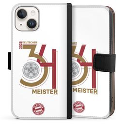DeinDesign iPhone 14 Handy Klapph&uuml;lle Handyh&uuml;lle aus Kunst Leder schwarz Flip Case Official Licensed Product Master Fc Bayern M&uuml;nchen Sideflip mit Lasche