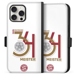 DeinDesign iPhone 15 Pro Max Handy Klapph&uuml;lle Handyh&uuml;lle aus Kunst Leder schwarz Flip Case Official Licensed Product Master Fc Bayern M&uuml;nchen Sideflip mit Lasche