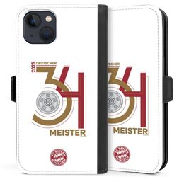 DeinDesign iPhone 13 Handy Klapph&uuml;lle Handyh&uuml;lle aus Kunst Leder schwarz Flip Case Official Licensed Product Master Fc Bayern M&uuml;nchen Sideflip mit Lasche
