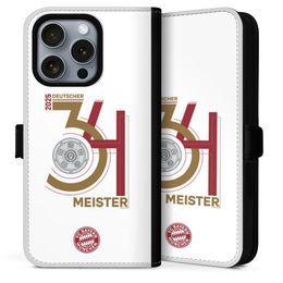 DeinDesign iPhone 16 Pro Max Handy Klapph&uuml;lle Handyh&uuml;lle aus Kunst Leder schwarz Flip Case Official Licensed Product Master Fc Bayern M&uuml;nchen Sideflip mit Lasche