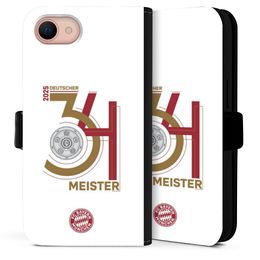 DeinDesign iPhone 16e Handy Klapph&uuml;lle Handyh&uuml;lle aus Kunst Leder schwarz Flip Case Official Licensed Product Master Fc Bayern M&uuml;nchen Sideflip mit Lasche