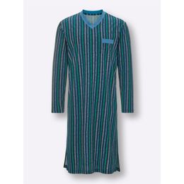 w&auml;schepur men Herren Nachthemden, marine-bedruckt + mittelblau, Gr&ouml;&szlig;e 56/58