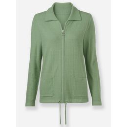 WITT Damen Strickjacke mit Ajour-Strick, eucalyptus, Gr&ouml;&szlig;e 38