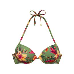 Lascana Damen Push-Up-Bikini-Top, salbei-pink bedruckt, Gr&ouml;&szlig;e 38A
