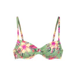 Lascana Damen B&uuml;gel-Bikini-Top, salbei-pink bedruckt, Gr&ouml;&szlig;e 38E