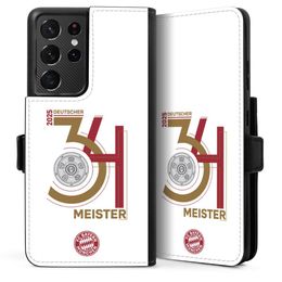 DeinDesign Galaxy S21 Ultra 5G Handy Klapph&uuml;lle Handyh&uuml;lle aus Kunst Leder schwarz Flip Case Official Licensed Product Master Fc Bayern M&uuml;nchen Sideflip mit 