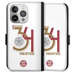 DeinDesign iPhone 14 Pro Handy Klapph&uuml;lle Handyh&uuml;lle aus Kunst Leder schwarz Flip Case Official Licensed Product Master Fc Bayern M&uuml;nchen Sideflip mit langer 