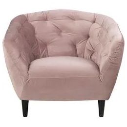 Loungesessel Actona GROUP "Ria Armlehnstuhl, Polstersessel, Einzelsofa, Relaxsessel", rosa, B:97cm H:78cm T:84cm, 100% Polyester, Sessel, 1-Sitzer, Samtstoff, Massivholz-Beine, Taschenfederkern, Tufting