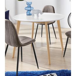 Esstisch Inosign "Cody, TOPSELLER", weiß, B:105cm H:76cm T:105cm, Tische, Beine aus Massivholz, runde MDF-Tischplatte, in 2 Farbvarianten