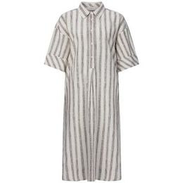 Knowledge Cotton Apparel Damen-Blusenkleid gestreift XS Braun-Weiß