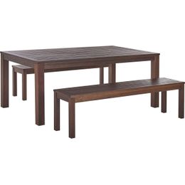 Beliani Gartenmöbel Set Dunkelbraun Akazienholz rechteckiger Tisch 180x100 cm mit 2 Bänken Rustikal Terrasse Outdoor Indoor Gartenausstattung