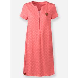 WITT Damen Druckkleid aus reiner Viskose, koralle-wei&szlig;-bedruckt, Gr&ouml;&szlig;e 38