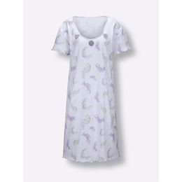 w&auml;schepur w&auml;schepur Damen Nachthemd, wei&szlig;-bedruckt, Gr&ouml;&szlig;e 36/38