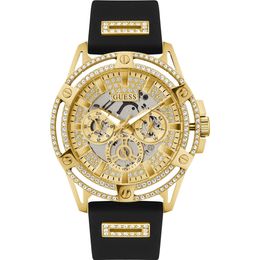 Multifunktionsuhr Guess "KING", schwarz (schwarz, champagnerfarben), Armbanduhren, Herren, Armbanduhr, Quarzuhr, Herrenuhr