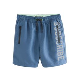 next Badeshorts 'Subscribe' Jungen Gr&ouml;&szlig;e 122 royalblau / grau / schwarz