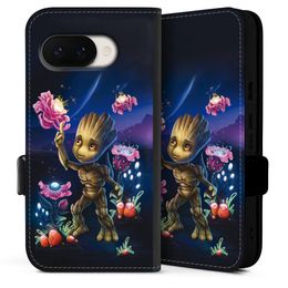 DeinDesign Google Pixel 9a Handy Klapph&uuml;lle Handyh&uuml;lle aus Kunst Leder schwarz Flip Case Baby Groot Marvel Guardians Of The Galaxy Sideflip mit Lasche