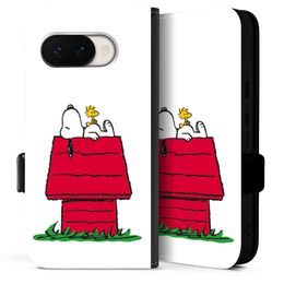 DeinDesign Google Pixel 9a Handy Klapph&uuml;lle Handyh&uuml;lle aus Kunst Leder schwarz Flip Case Snoopy Peanuts Official Licensed Product Sideflip mit Lasche
