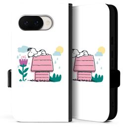 DeinDesign Google Pixel 9a Handy Klapph&uuml;lle Handyh&uuml;lle aus Kunst Leder schwarz Flip Case Snoopy Dog Official Licensed Product Sideflip mit Lasche