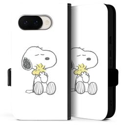DeinDesign Google Pixel 9a Handy Klapph&uuml;lle Handyh&uuml;lle aus Kunst Leder schwarz Flip Case Snoopy Love Peanuts Sideflip mit Lasche