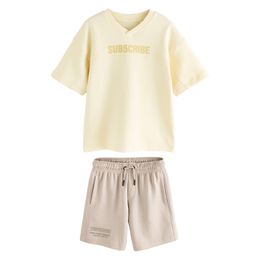 next Set Jungen Gr&ouml;&szlig;e 104 pastellgelb / dunkelgelb / taupe