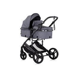 Chipolino Kinderwagen 2 in 1 Amore Getr&auml;nkehalter Wickeltasche Fu&szlig;abdeckung Korb grau gemustert