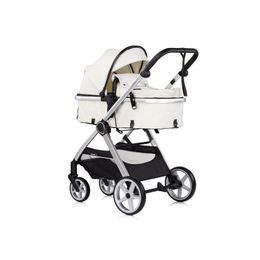 Chipolino Kombikinderwagen 2 in 1 Vista Wickeltasche, Fu&szlig;abdeckung, Korb, Gurt wei&szlig;