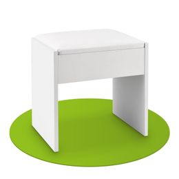 Juskys Schminktisch Hocker Melly aus Holz mit gepolstertem Kissen & Bezug aus Kunstleder in Wei&szlig;