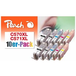 Peach 10er-Pack Tintenpatronen, XL-Ergiebigkeit, kompatibel zu Canon PGI-570XL, CLI-571XL
