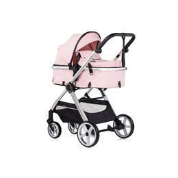 Chipolino Kombikinderwagen 2 in 1 Vista Wickeltasche, Fu&szlig;abdeckung, Korb, Gurt rosa