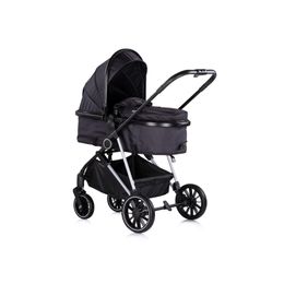 Chipolino Kinderwagen Aura 2 in 1 umbaubar Wickeltasche Sitz umkehrbar bis 22 kg schwarz gemustert