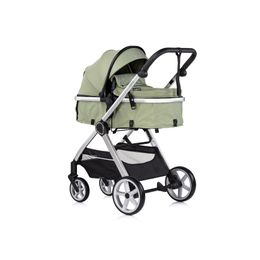Chipolino Kombikinderwagen 2 in 1 Vista Wickeltasche, Fu&szlig;abdeckung, Korb, Gurt gr&uuml;n