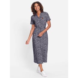 WITT Damen Jerseykleid inklusive Bindeg&uuml;rtel, marine-wei&szlig;-bedruckt, Gr&ouml;&szlig;e 23