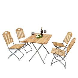 Pharao24.de Terrassensitzgruppe aus Robinie massiv Stahl (fünfteilig)