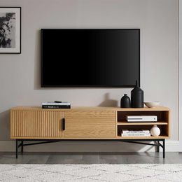 Pharao24.de Unterschrank Fernseher Skandi in Eichefarben und Schwarz 160 cm breit