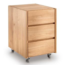 Pharao24.de Schreibtischrollcontainer Wildeiche mit drei Schubladen 60 cm hoch