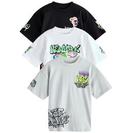 next T-Shirt Jungen Gr&ouml;&szlig;e 116 grau / gr&uuml;n / schwarz / wei&szlig;