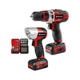 Einhell Akku-Bohrschrauber TE-CD 12/1 +22+CL, 12Volt rot/schwarz, 2x Li-Ionen Akku 2Ah, 22-teiliges Bit- und Bohrerset + Akku-Leuchte