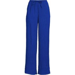 LANDS' END Weite Crinkle-Hose, Damen,  Blau, Nylon/Viskose, by Lands' End