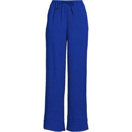 LANDS' END Weite Crinkle-Hose, Damen,  Blau, Nylon/Viskose, by Lands' End