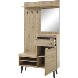 Garderoben-Set Inosign "Torge", braun (eiche artisan dekor), B:237cm H:197cm T:40cm, Kastenmöbel-Sets, im schönen Scandi Look