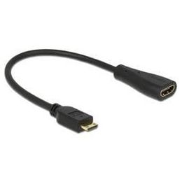 Delock HDMI Anschlusskabel HDMI-Mini-C Stecker, HDMI-A Buchse 0.23 m Schwarz 65650 vergoldete Steckkontakte HDMI-Kabel